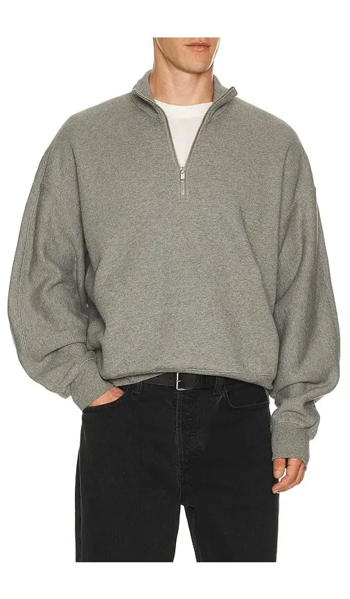 AGOLDE Idris Quarter Zip Sweater - Grey Heather