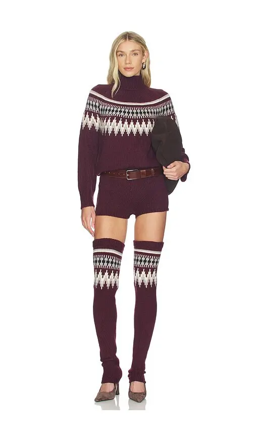 SEROYA Rocky Romper With Leg Warmers - Merlot Fairisle