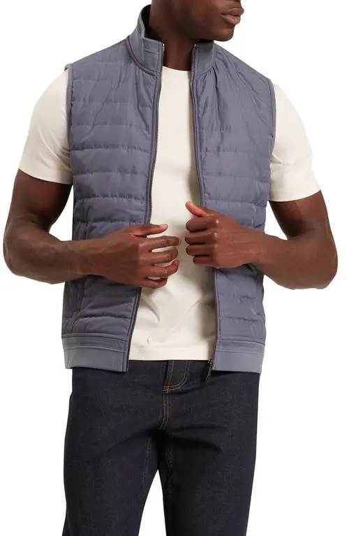 Ted Baker London Quilted Front Piqué Vest - Mid-blue