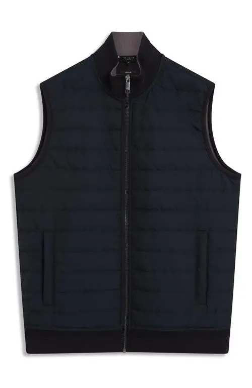 Ted Baker London Quilted Front Piqué Vest - Navy