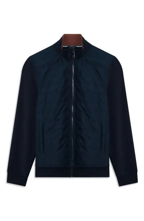 Ted Baker London Durano Quilted-front Piqué Jacket - Navy