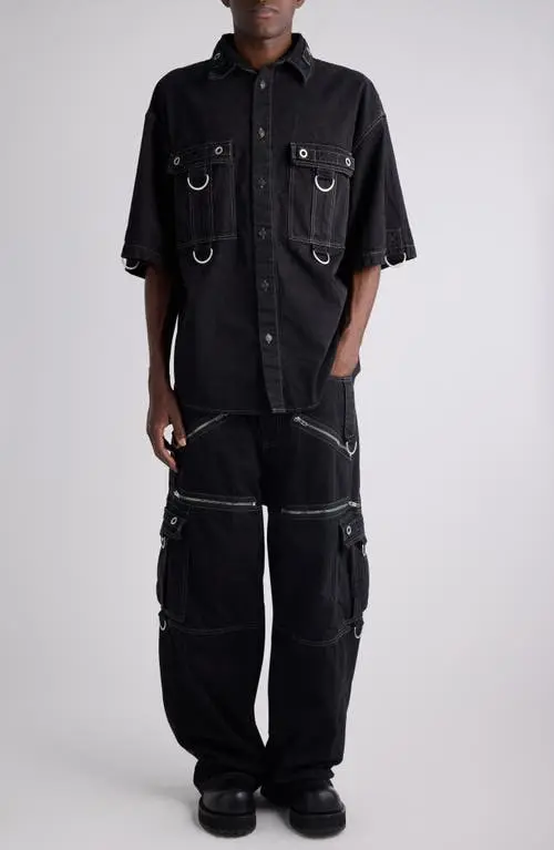 Balenciaga D-ring Cotton Denim Utility Shirt