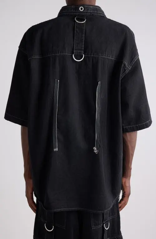 Balenciaga D-ring Cotton Denim Utility Shirt