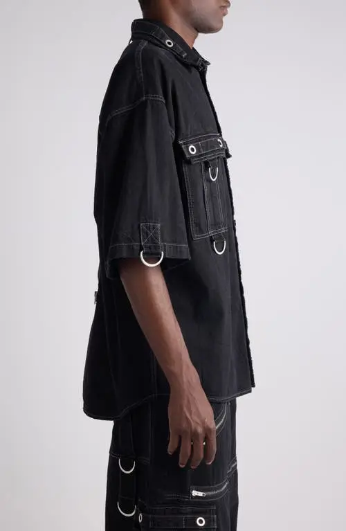 Balenciaga D-ring Cotton Denim Utility Shirt