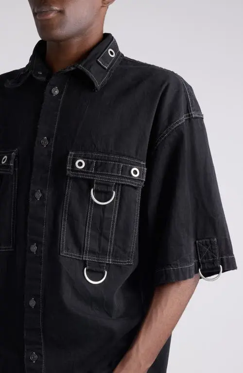 Balenciaga D-ring Cotton Denim Utility Shirt