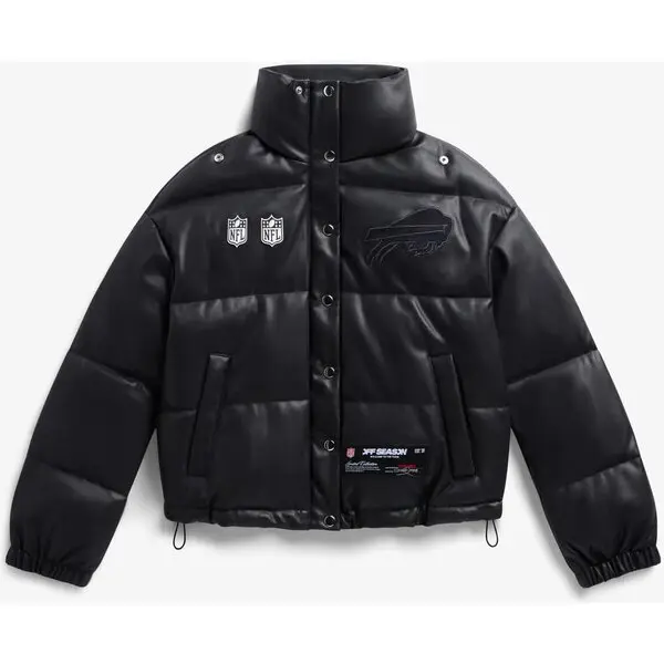 OFF SEASON Buffalo Bills Faux Leather Puffer Jacket - Black