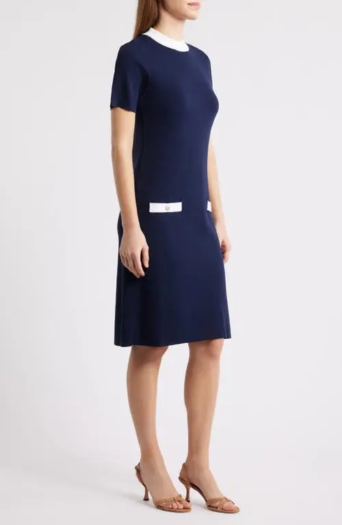 Eliza J Mock Neck Short Sleeve Sweater Dress