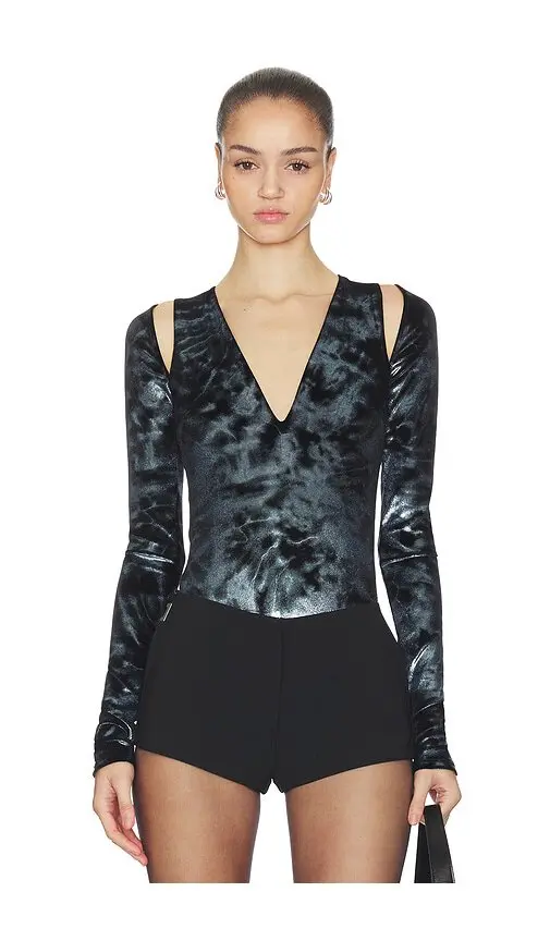 Lapointe Velour V-neck Bodysuit