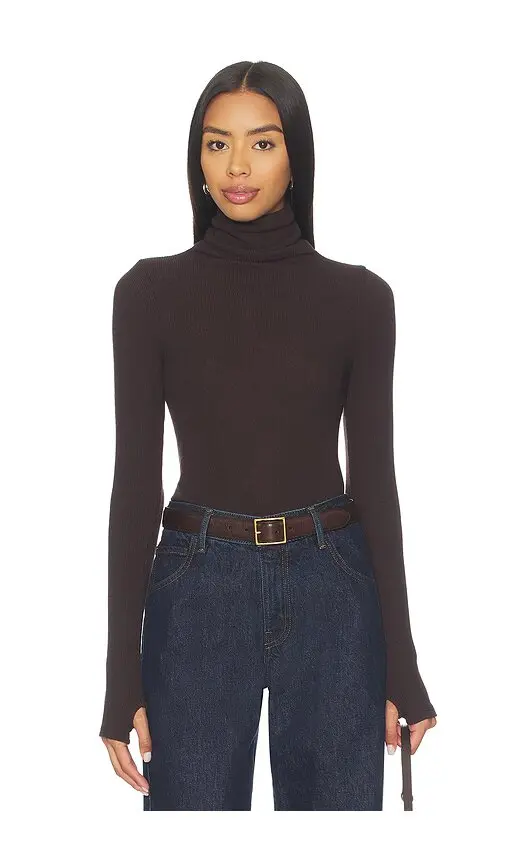 Enza Costa Sweater Knit Turtleneck Top