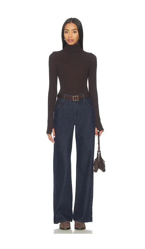 Enza Costa Sweater Knit Turtleneck Top