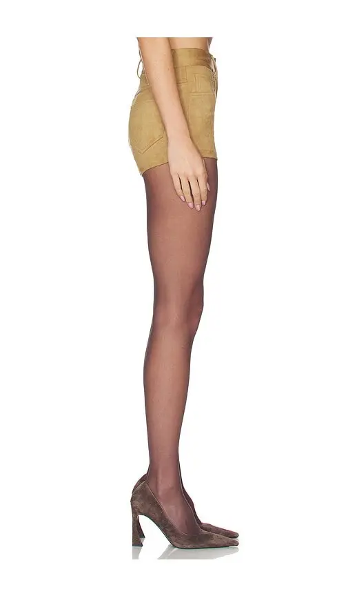 Norma Kamali High Waist Faux Suede Shorts - Tan