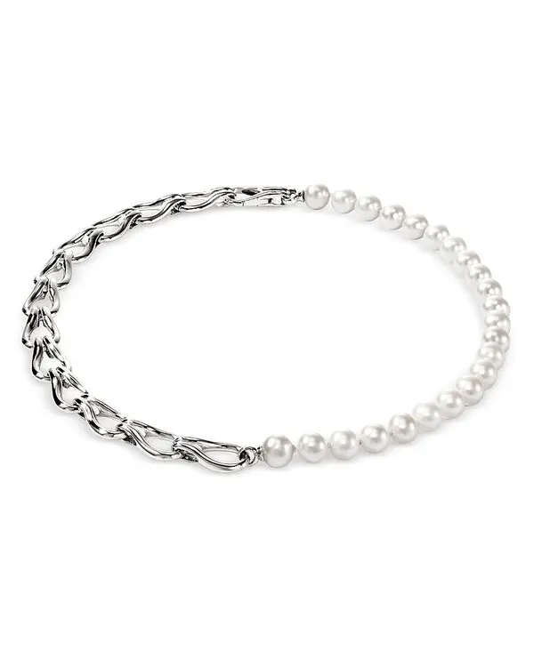 John Hardy Sterling Cultured Pearl Collar Necklace - Silver