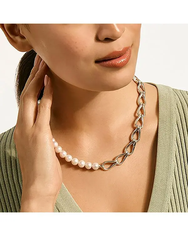 John Hardy Sterling Cultured Pearl Collar Necklace - Silver