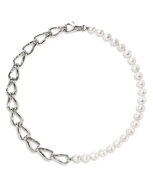 John Hardy Sterling Cultured Pearl Collar Necklace - Silver