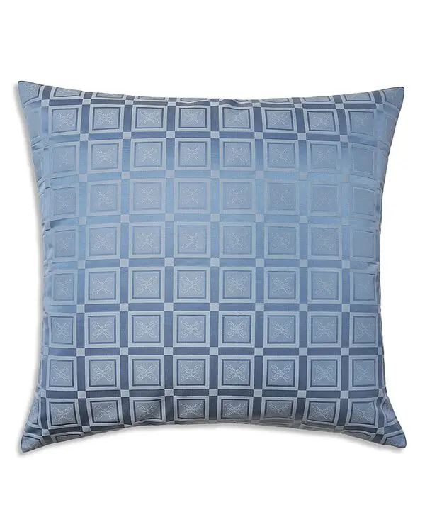 PRATESI Imperali Cotton Silk Jacquard Decorative Pillow, 22 X 22 - Medium Blue