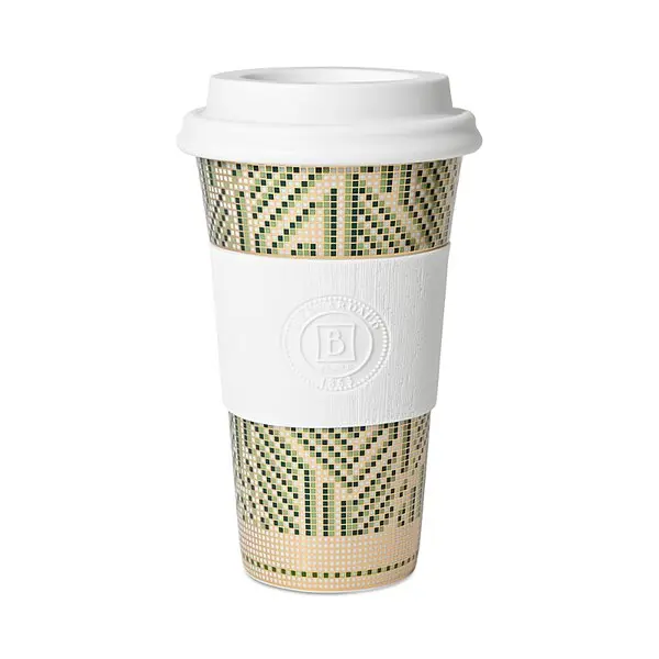 Bernardaud Augusta Nomad Travel Mug - Green - Gold - White