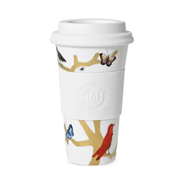 Bernardaud Aux Oiseaux Nomad Travel Mug - Multicolor - Gold - White