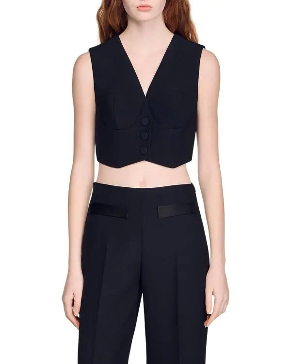 Sandro Jacket Style Crop Top