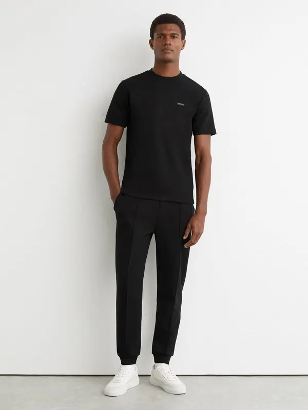 REISS Wesley Premium Interlock Logo T-shirt - Black