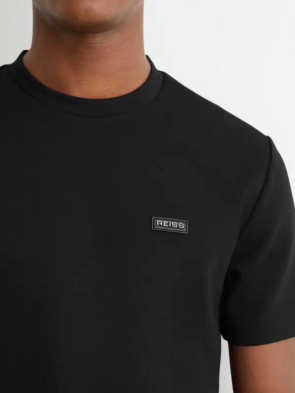 REISS Wesley Premium Interlock Logo T-shirt - Black