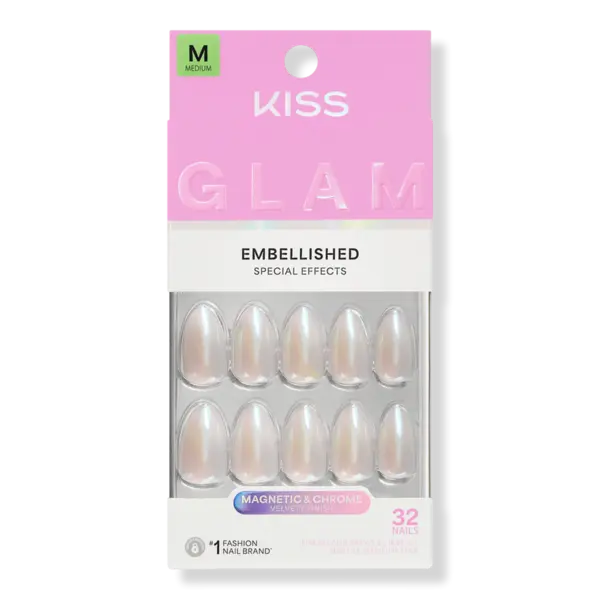 Kiss Glam Embellished Medium Almond Press On Nails - Dive