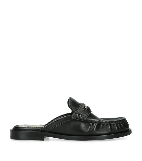 Burberry Leather Cadet Mules - Brown