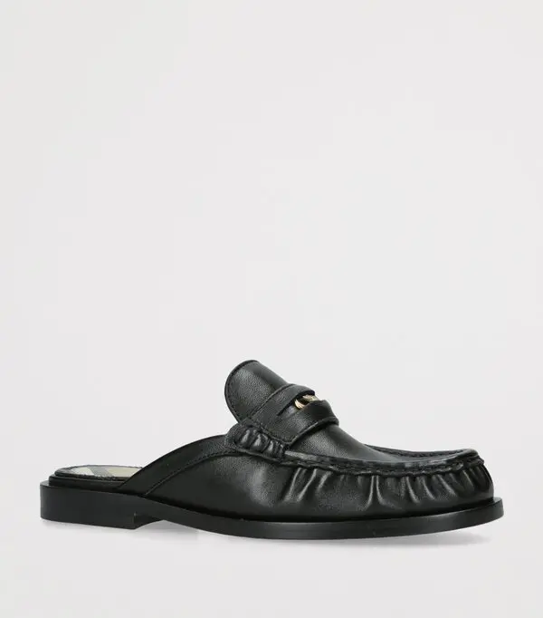 Burberry Leather Cadet Mules - Brown