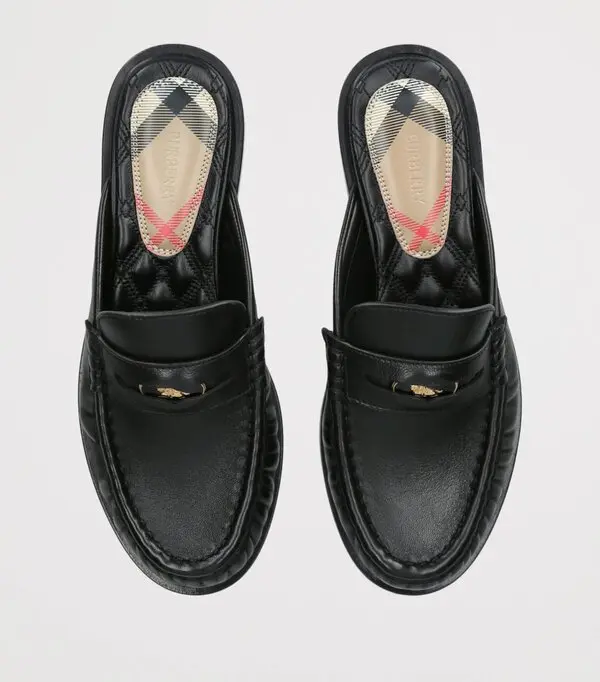Burberry Leather Cadet Mules - Brown
