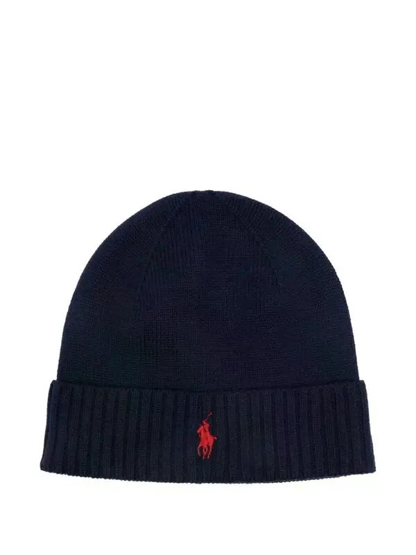 Polo Ralph Lauren Embroidered-logo Ribbed Beanie - Blue