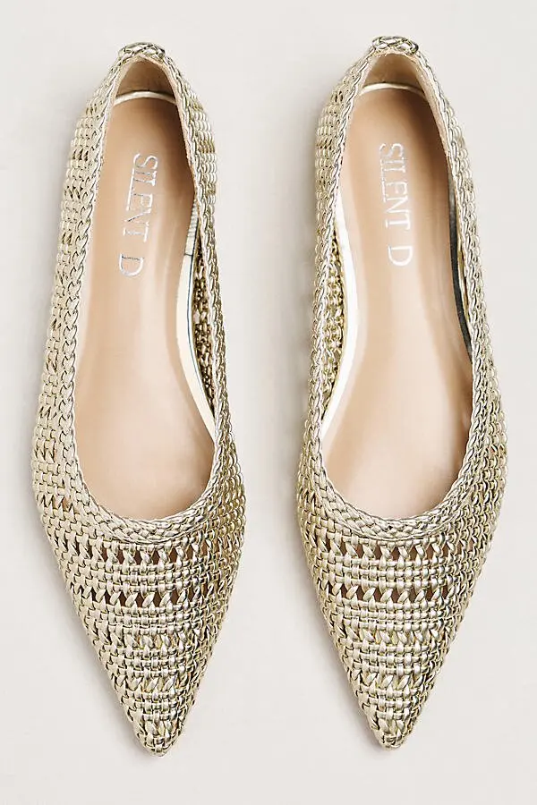 SILENT D Selma Woven Pointed Flats - Champagne