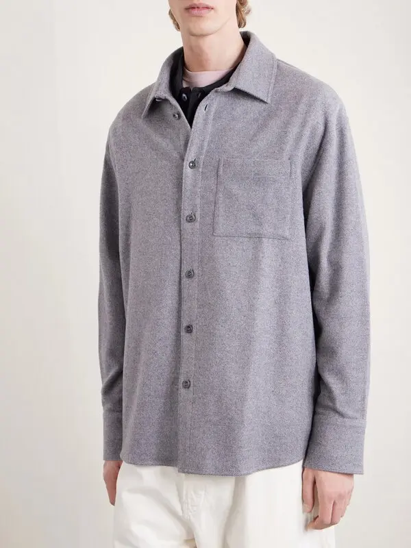 THE ELDER STATESMAN Wool, Silk And Cashmere-blend Overshirt - Gray