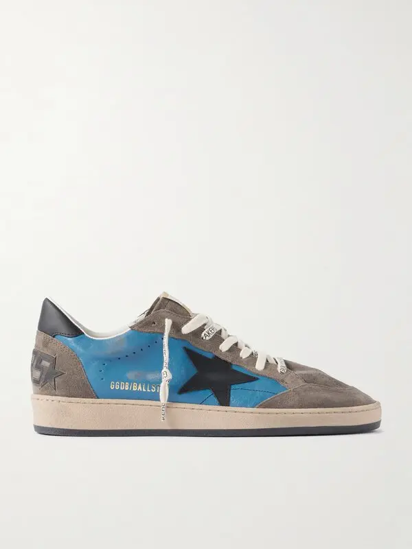 GOLDEN GOOSE Ball Star Suede-trimmed Leather Sneakers - Blue