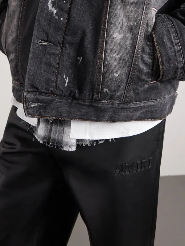 Amiri Logo-appliquéd Straight-leg Leather Trousers