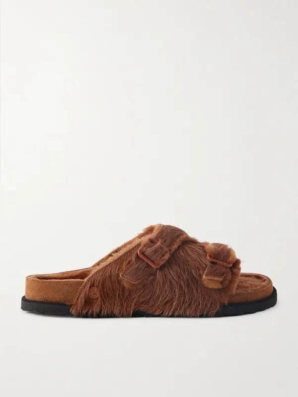 BIRKENSTOCK Zürich Shearling-lined Calf Hair Sandals - Brown