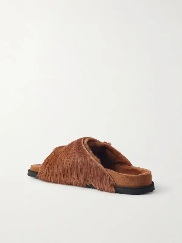 BIRKENSTOCK Zürich Shearling-lined Calf Hair Sandals - Brown