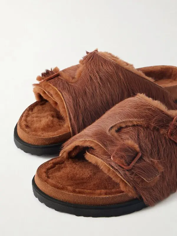 BIRKENSTOCK Zürich Shearling-lined Calf Hair Sandals - Brown