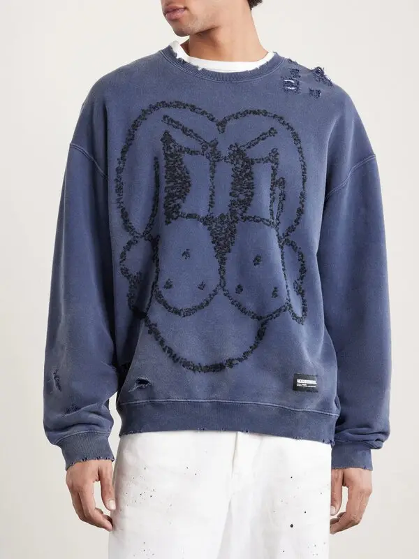 NEIGHBORHOOD Chito Savage Distressed Embroidered Sweatshirt