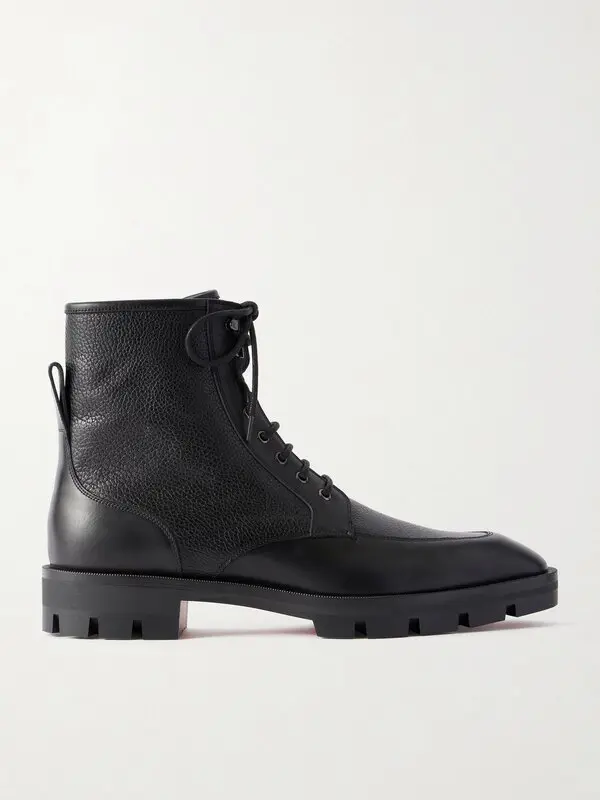 CHRISTIAN LOUBOUTIN Caracolo Lion Leather Lace-up Boots