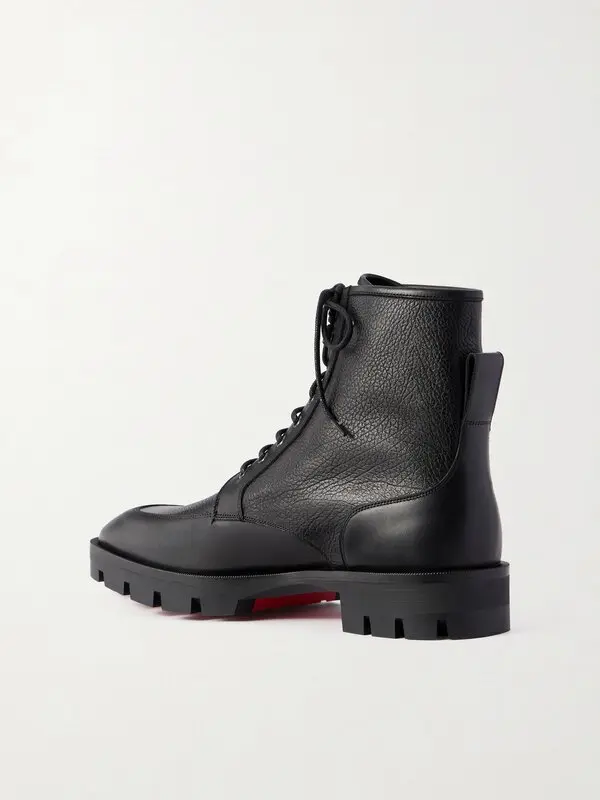 CHRISTIAN LOUBOUTIN Caracolo Lion Leather Lace-up Boots