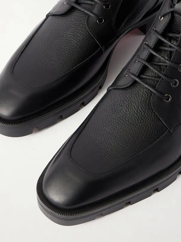 CHRISTIAN LOUBOUTIN Caracolo Lion Leather Lace-up Boots