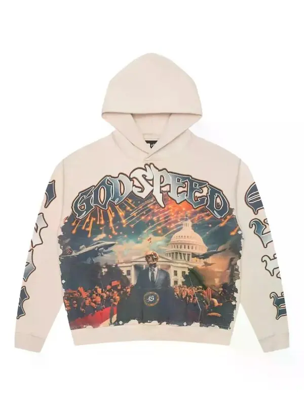 GODSPEED Graphic-print Hoodie - Neutrals