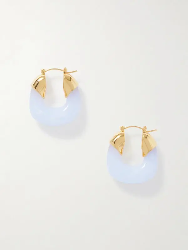 LIZZIE FORTUNATO Mini Organic Gold-plated And Resin Hoop Earrings - Blue