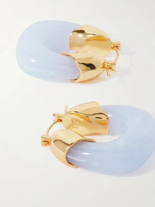 LIZZIE FORTUNATO Mini Organic Gold-plated And Resin Hoop Earrings - Blue
