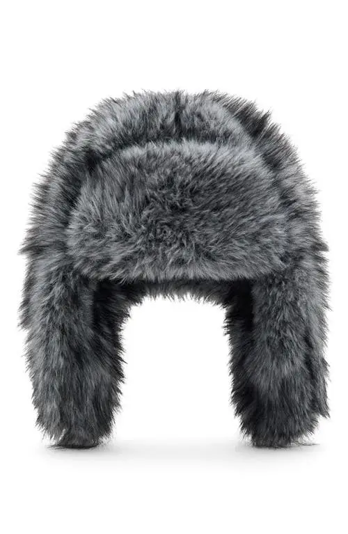 Mango Faux Fur Trapper Hat - Grey