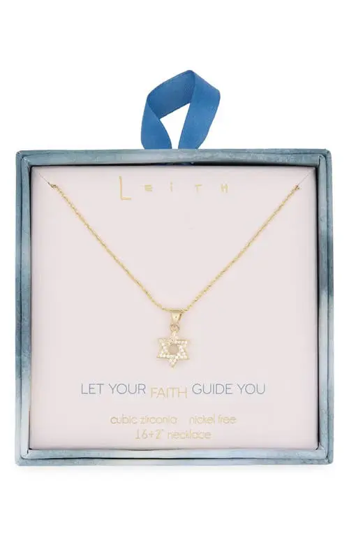 Leith Star Of David Pendant Necklace - Clear- Gold