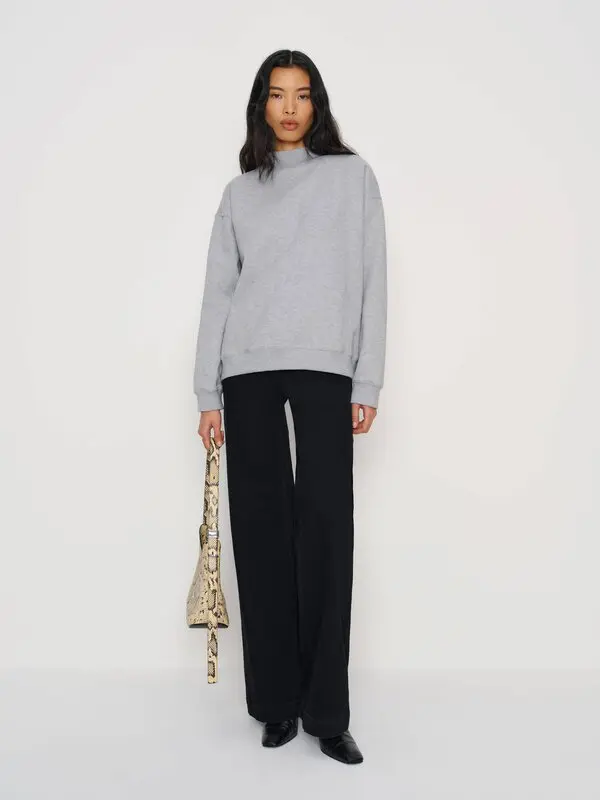 REFORMATION Jade Mock Neck Sweatshirt - Grey
