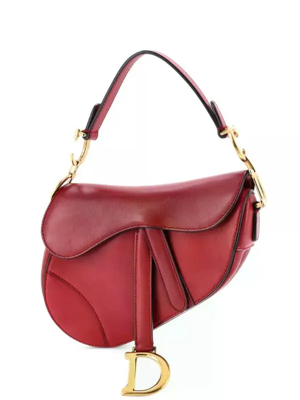 Dior Saddle Handbag Leather Mini Shoulder Bag - Red