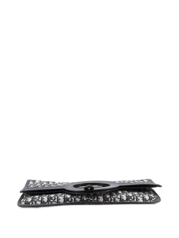 Dior Fold Over Oblique Canvas Clutch Bag - Blue