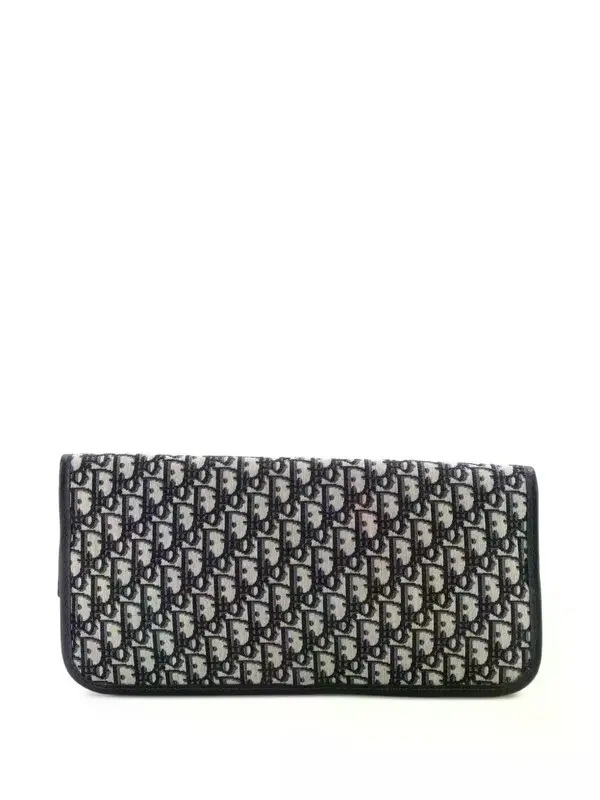 Dior Fold Over Oblique Canvas Clutch Bag - Blue
