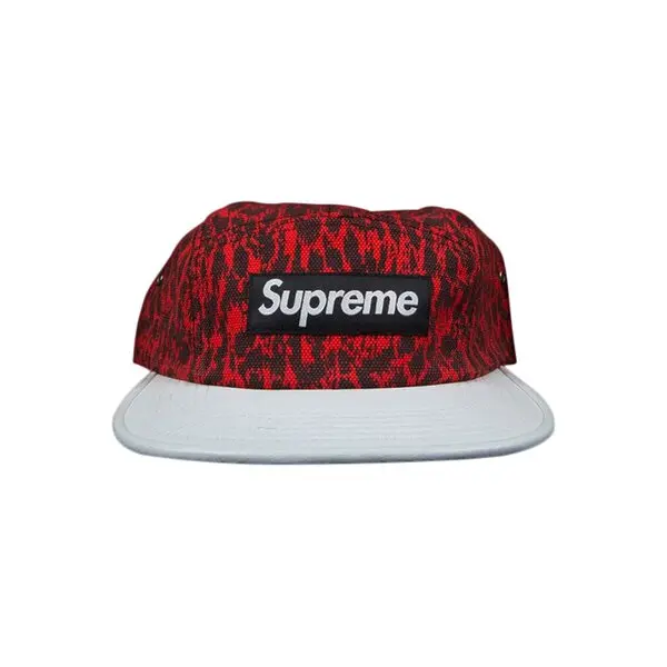 Supreme Leopard Print Camp Cap - Red